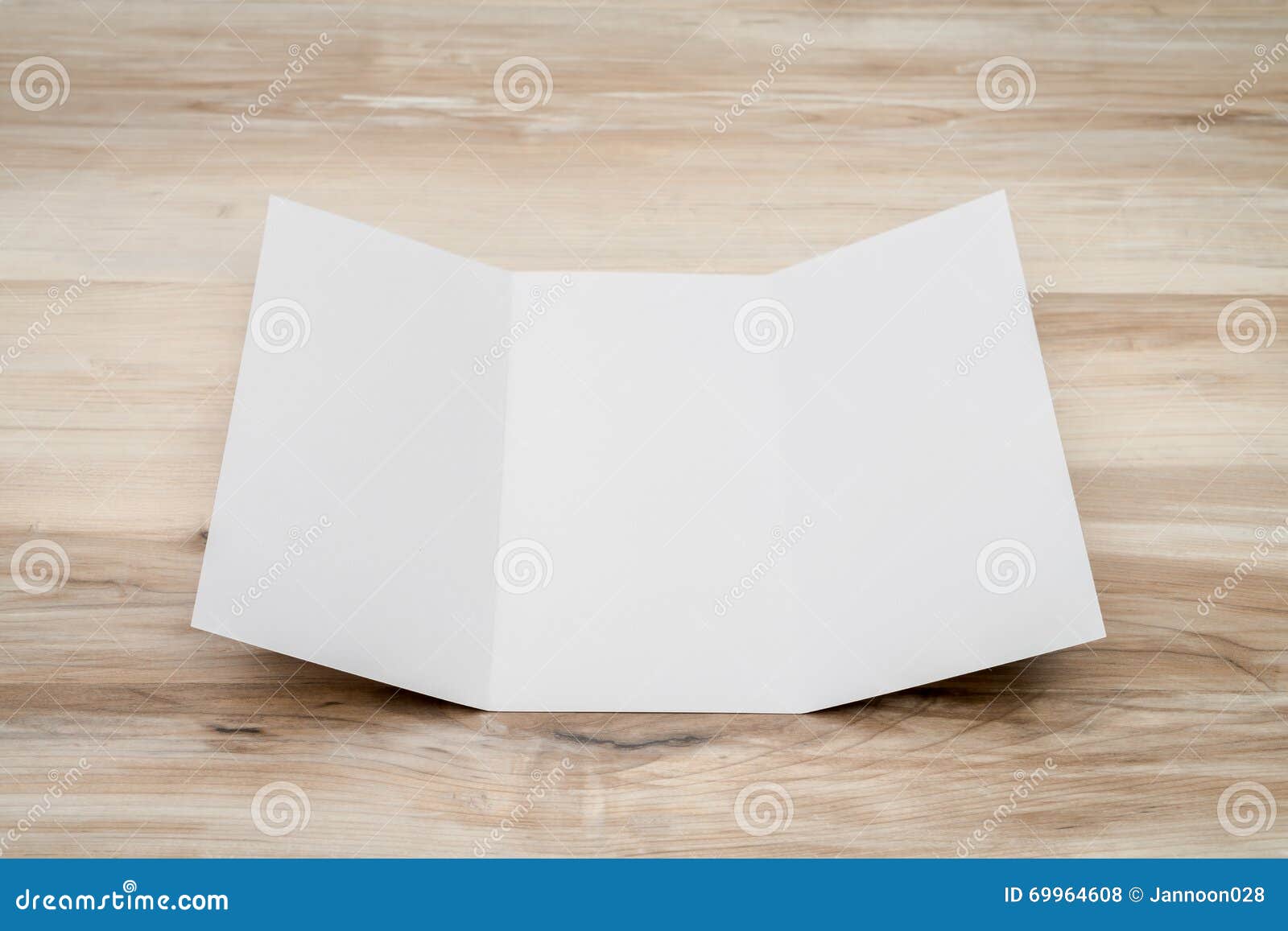 .Trifold White Template Paper on Wood Texture Stock Photo - Image of ...