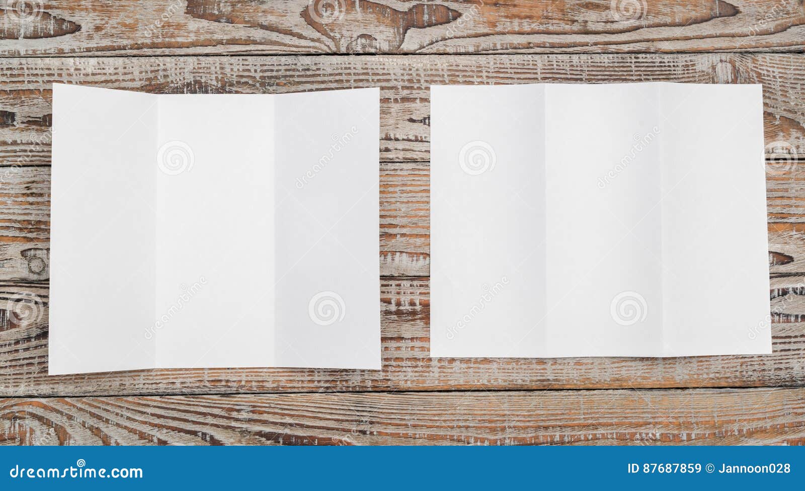 Trifold White Template Paper on Wood Texture . Stock Image - Image of ...