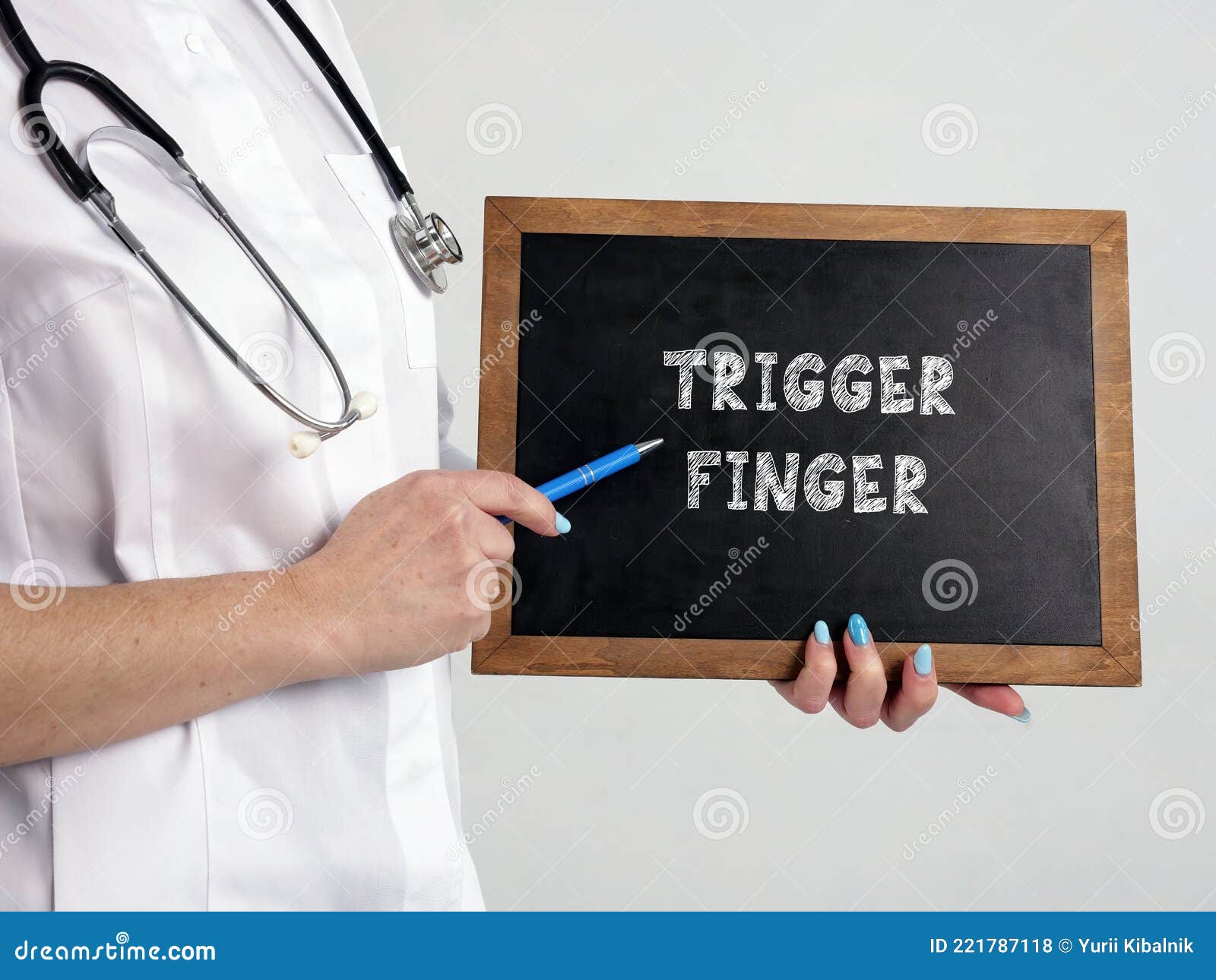 TRIGGER FINGER Phrase on the Chalkboard Stock Photo - Image of sickness ...