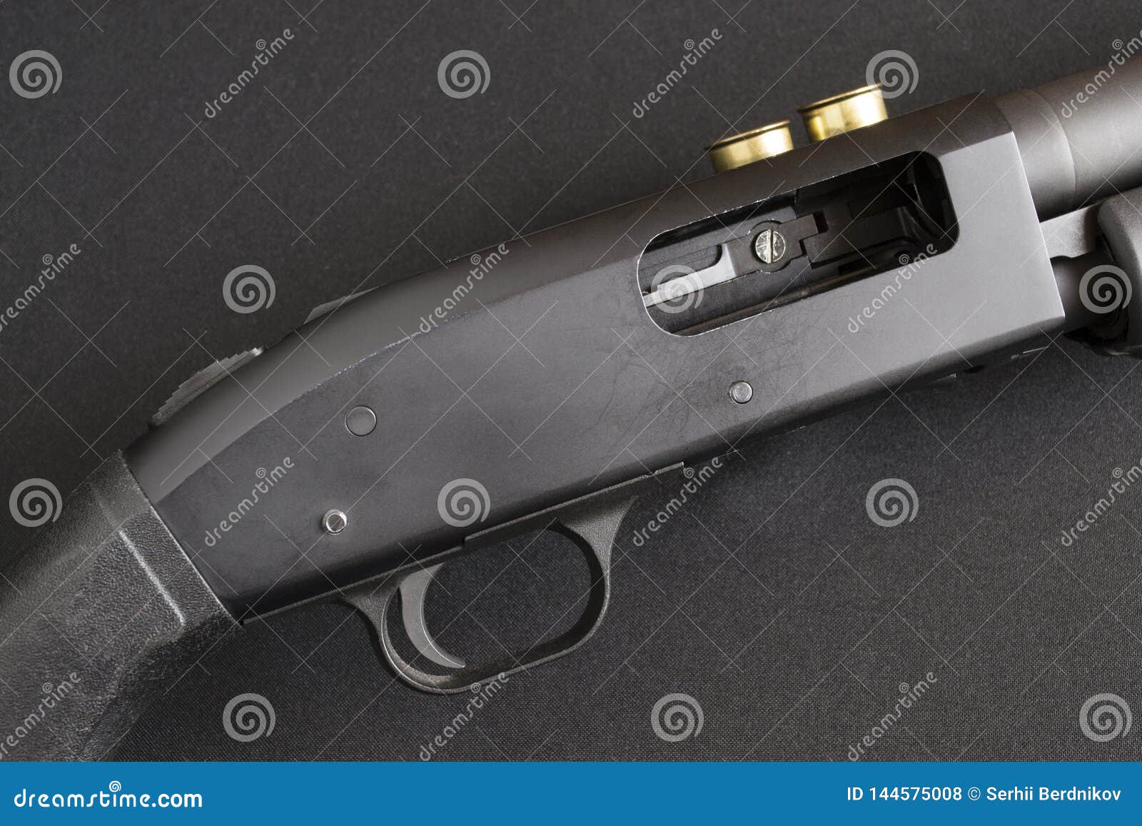 Trigger And Open Bolt Pump Action Shotgun. Stock Photography ...