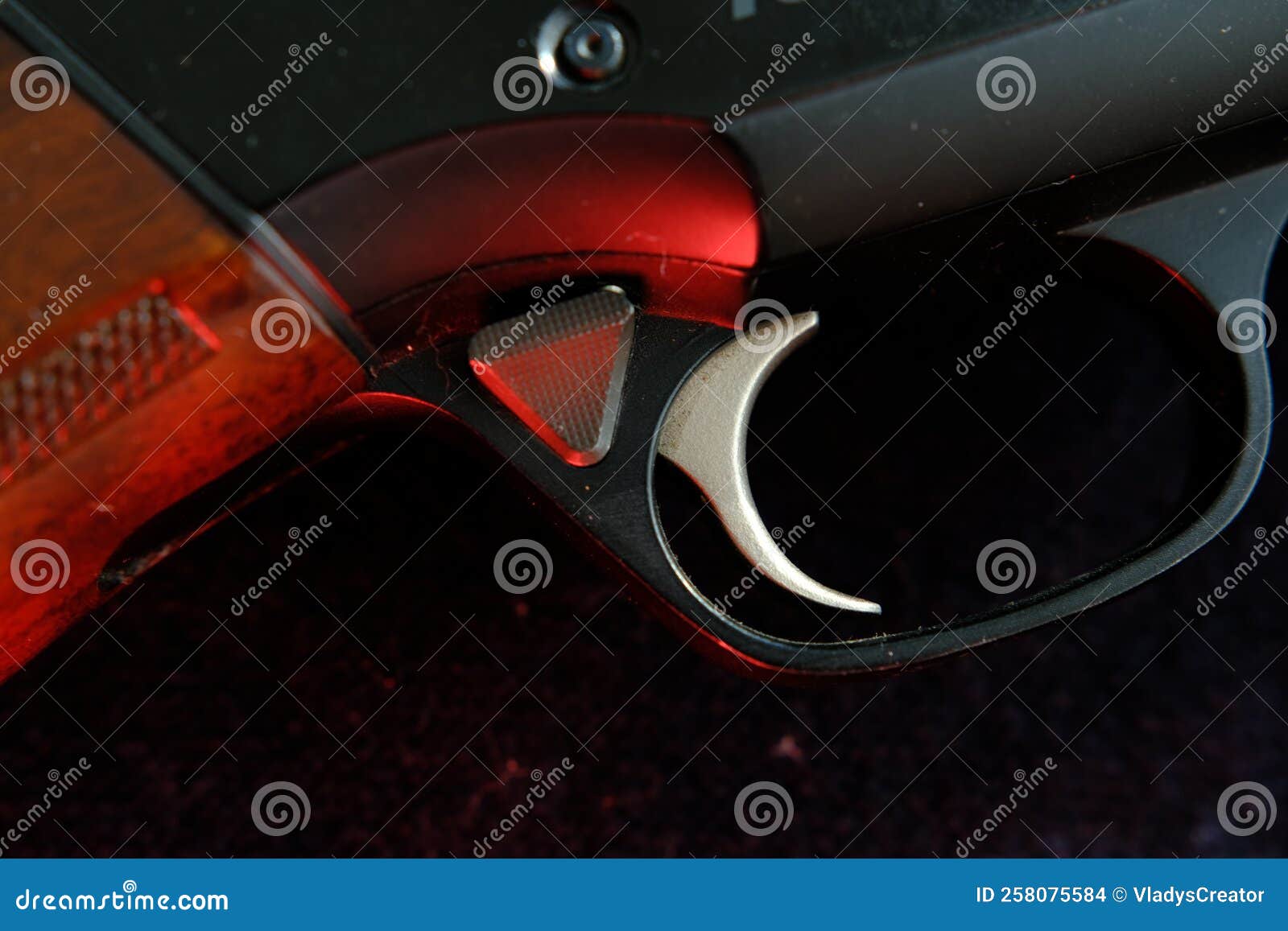 Trigger of a Rifle on Black Background with Red Lightning Stock Photo ...