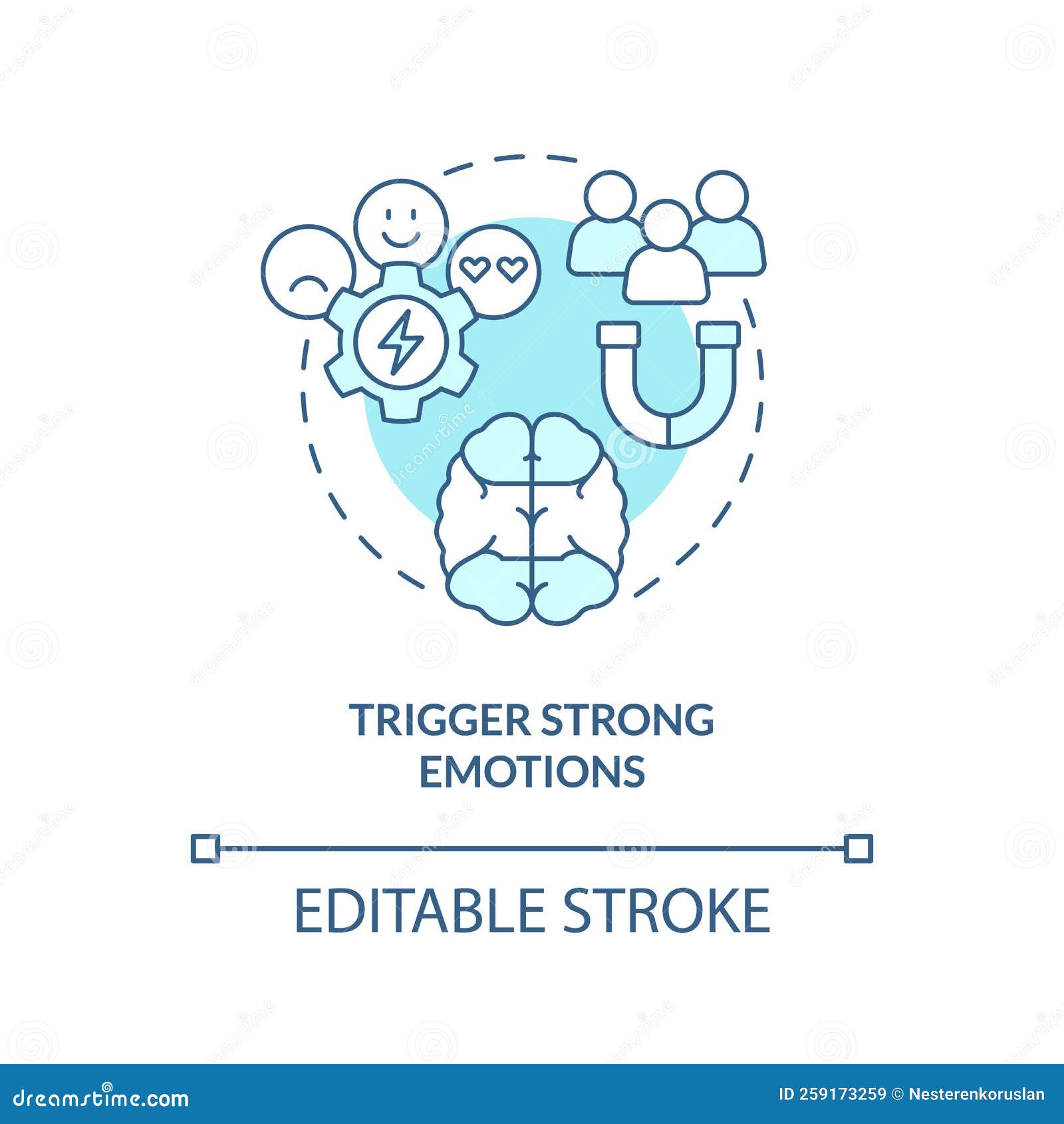 Trigger Strong Emotions Turquoise Concept Icon Stock Illustration