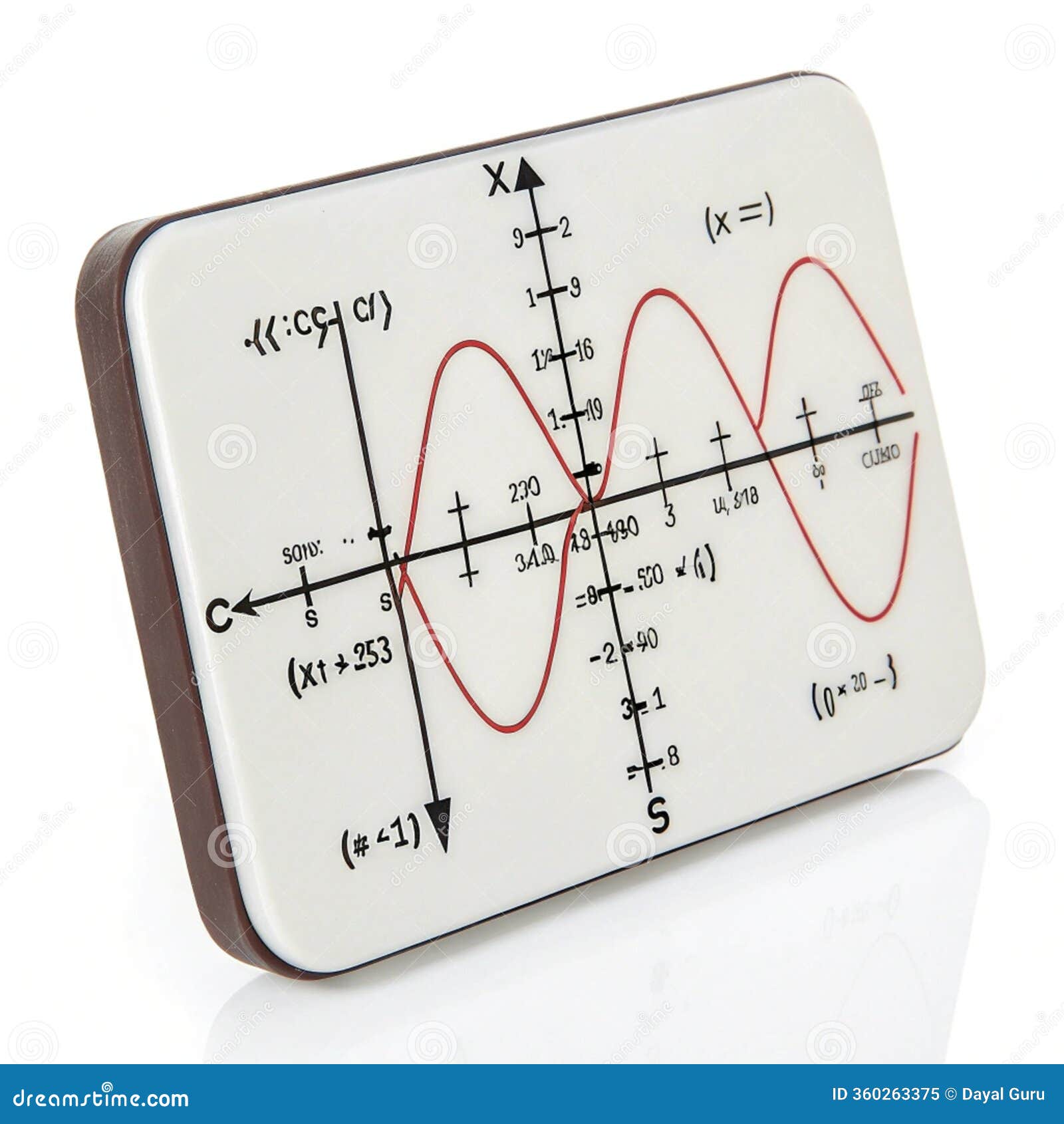 Trigonometric Graph 3D Icon Isolated on White Background Stock ...