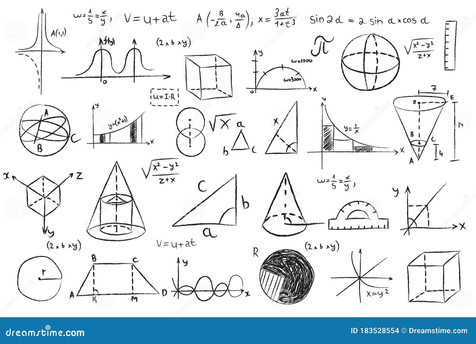 Doodle math, trigonometry. stock vector. Illustration of calculation ... Doodle math, trigonometry. stock vector. Illustration of calculation ...