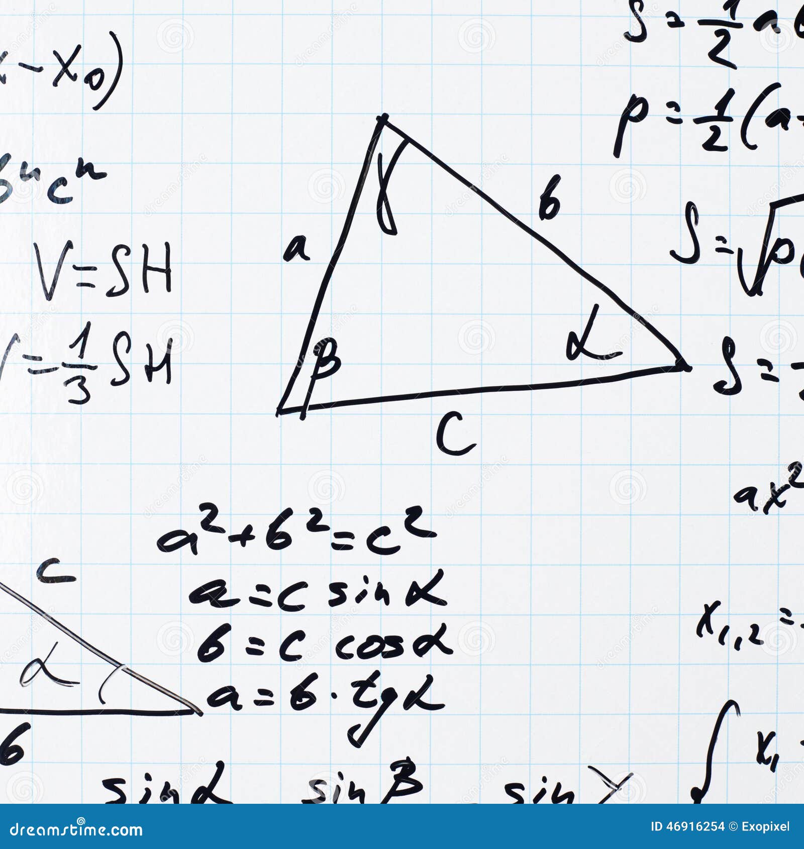 Trigonometry Math Equations and Formulas Stock Photo - Image of ...