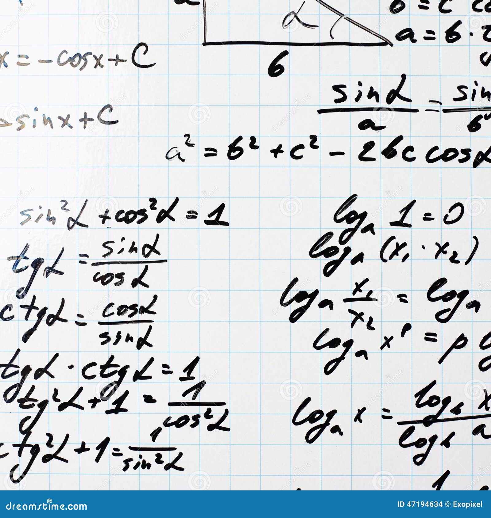 Trigonometry Math Equations and Formulas Stock Photo - Image of complex ...
