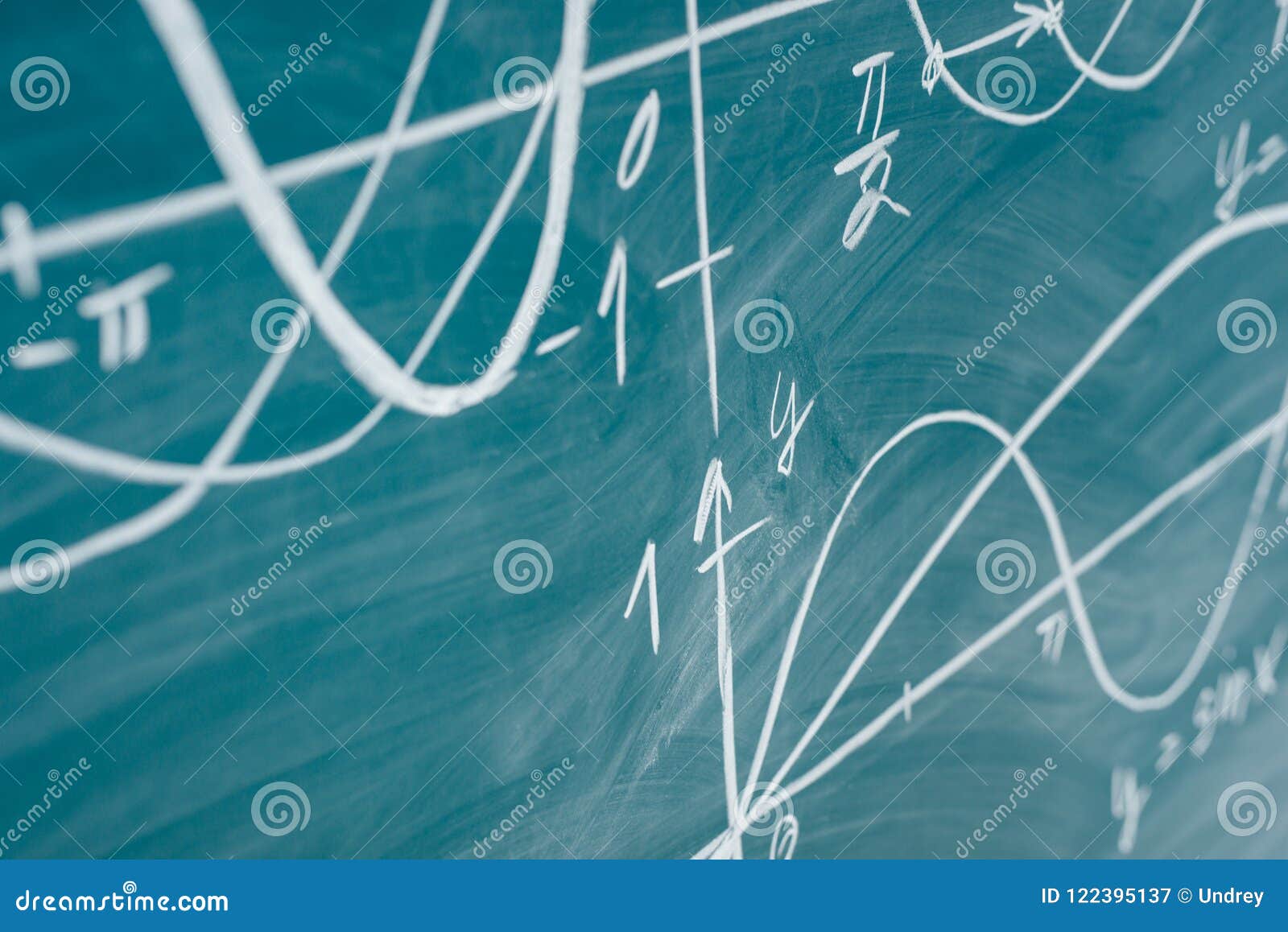 Trigonometry. School Chalkboard Function Graphs Math Lesson. Stock ...