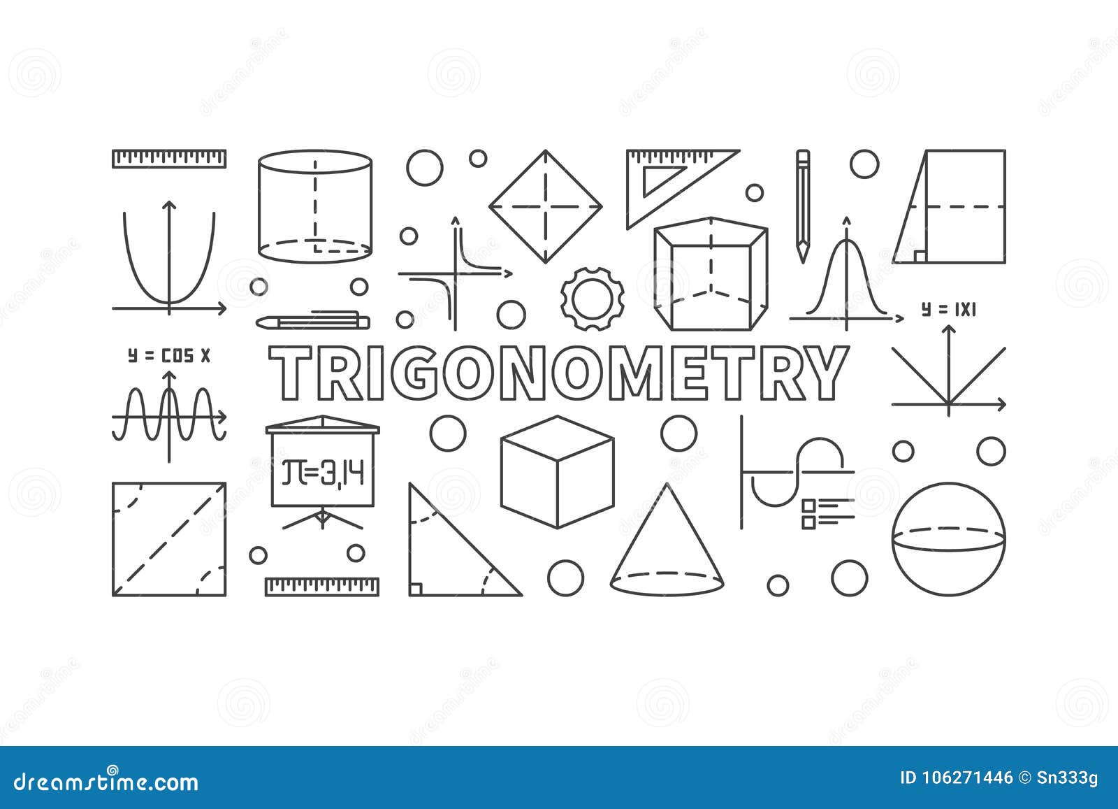 Trigonometry Vector Horizontal Illustration Stock Vector Illustration