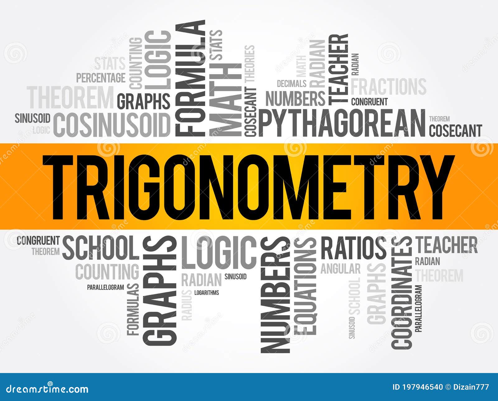 Trigonometry Word Cloud Collage Stock Photo - Image of asymptotes ...