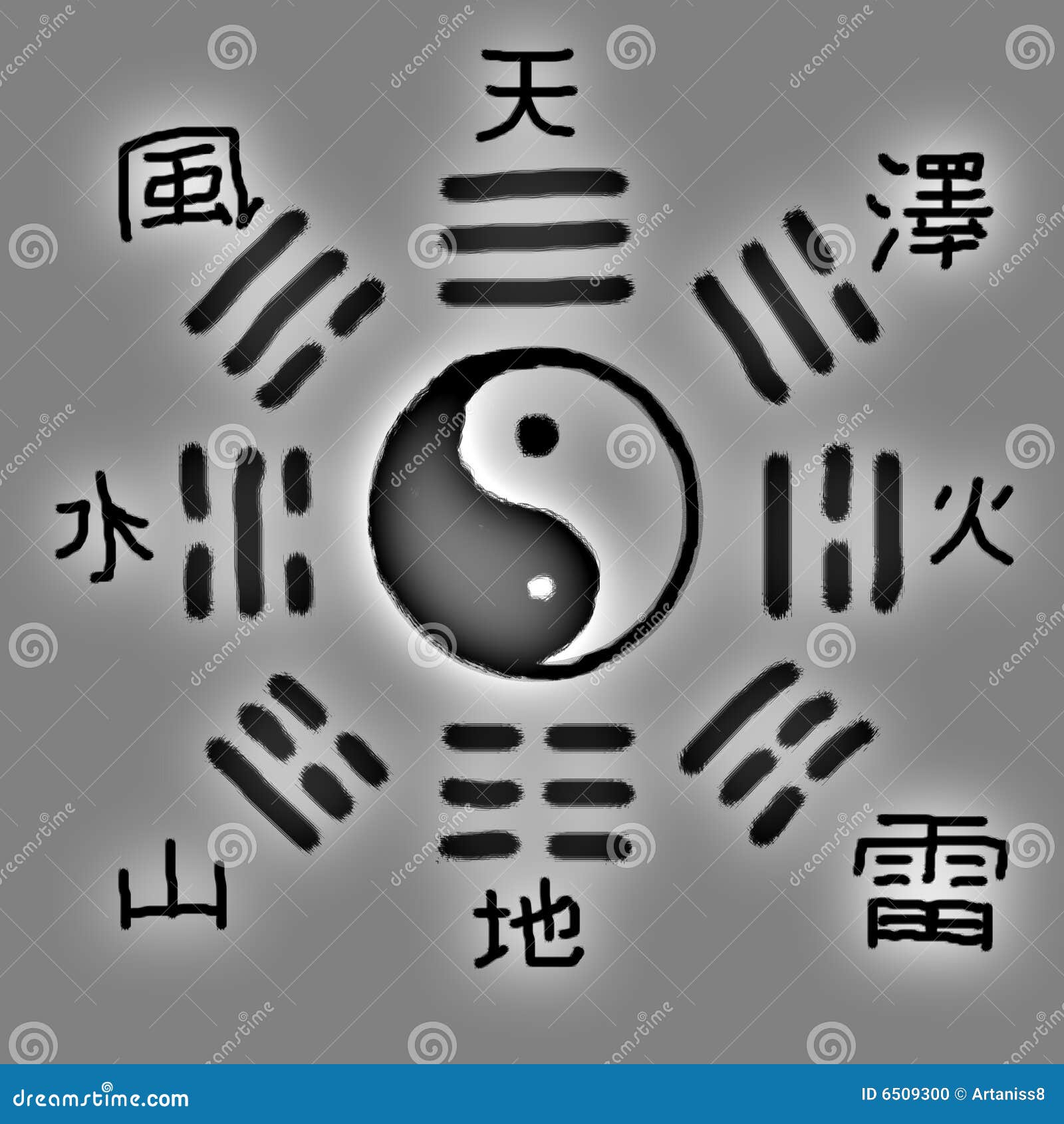 Trigrams stock illustration. Illustration of taoist, heaven - 6509300
