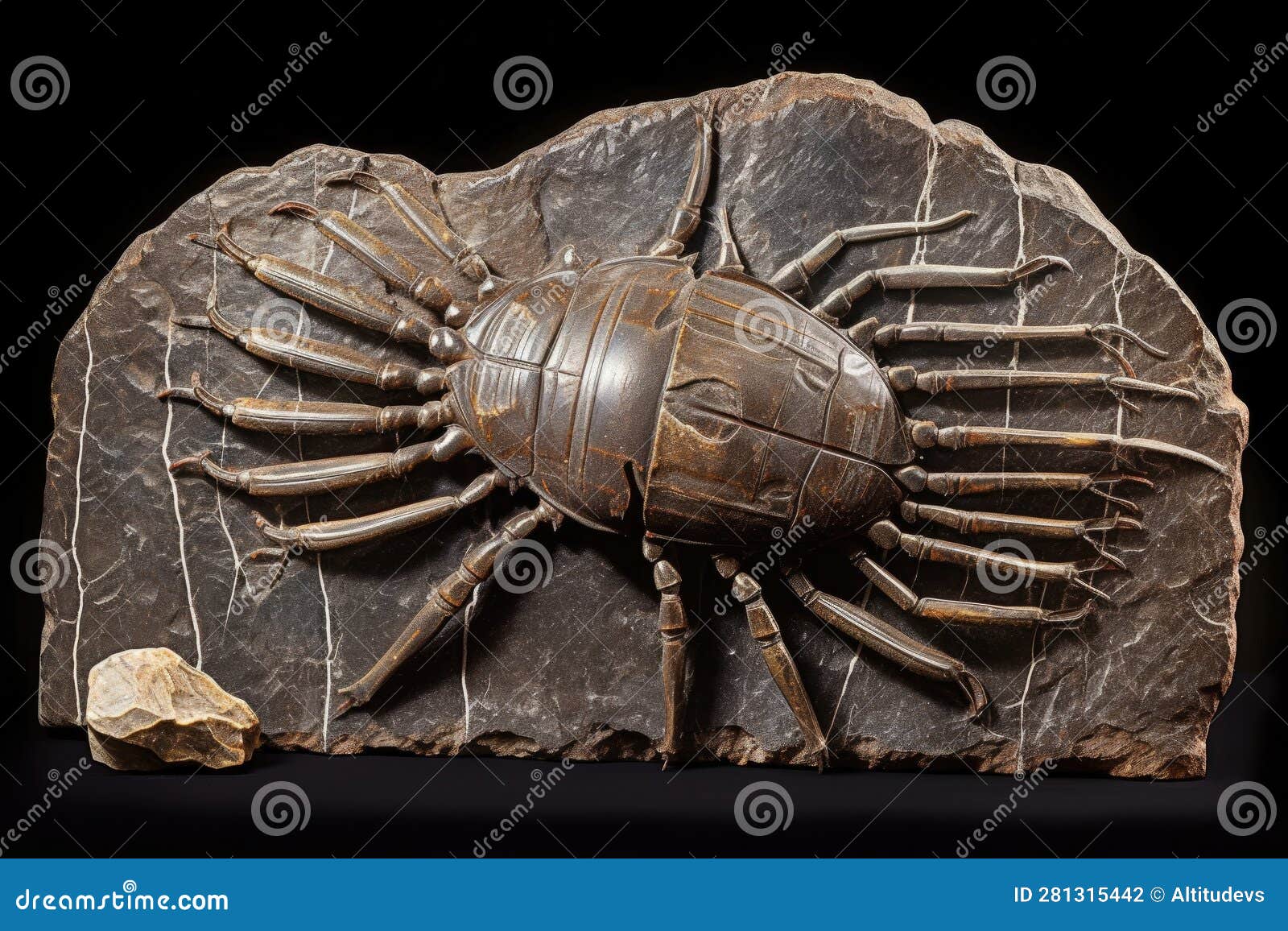 Trilobite Fossil in a Shale Matrix Stock Illustration - Illustration of ...