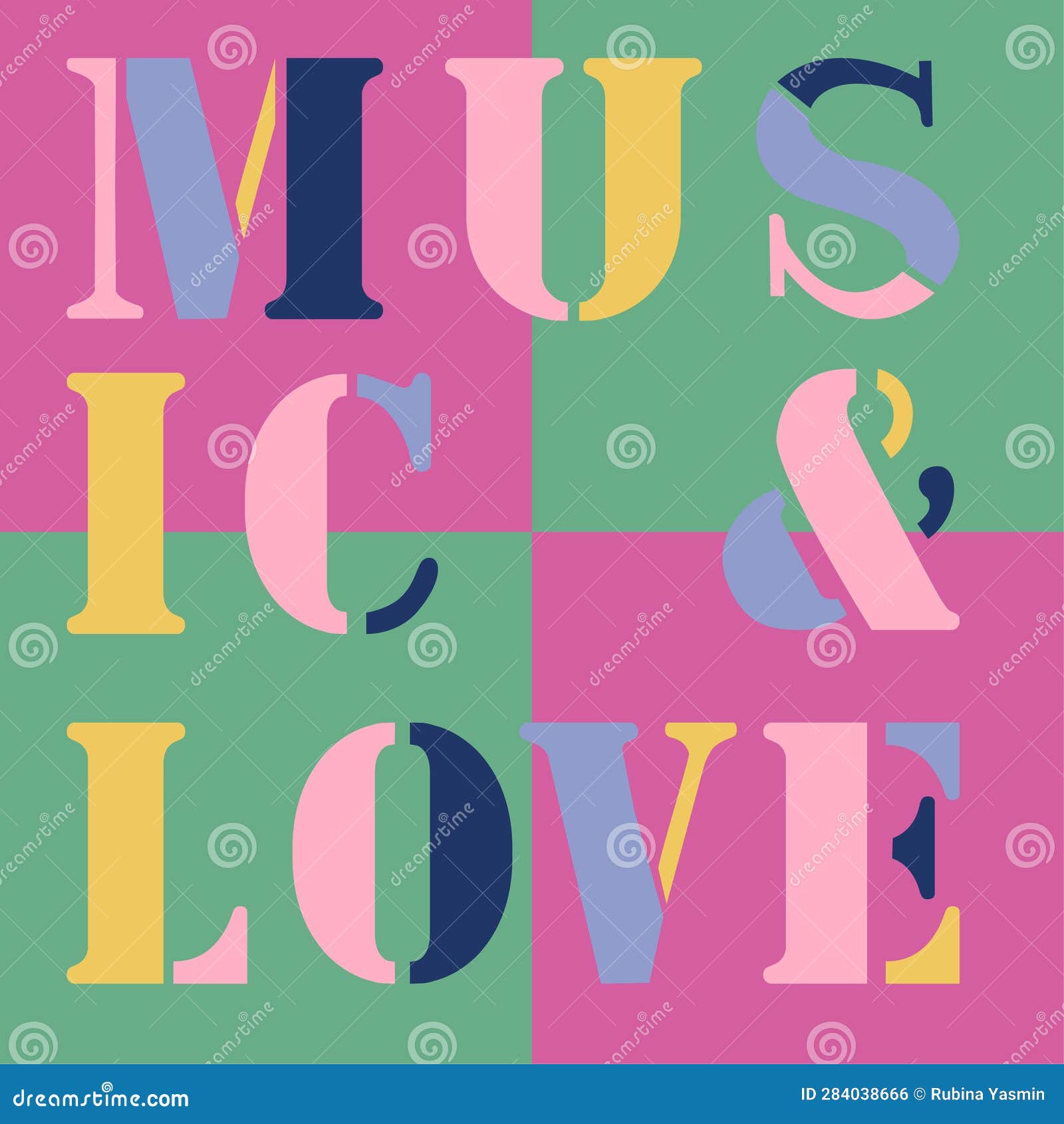 Music and Love Typo Text Graphics Banner Vector Illustration Stock ...
