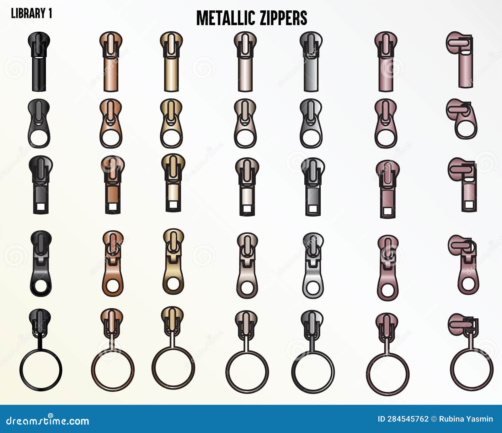 Fashion Design Latest Trend Zipper Slider and Pullers Stock Vector ...