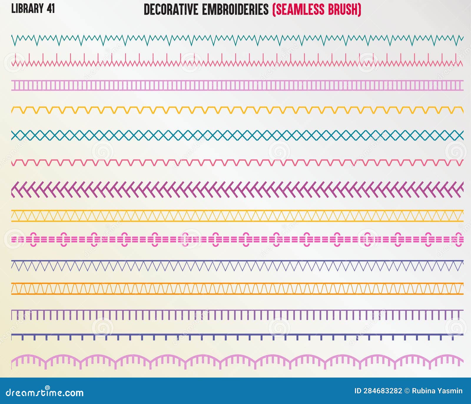 Decorative Embroidery Stitches Seamless Brush Stock Vector ...