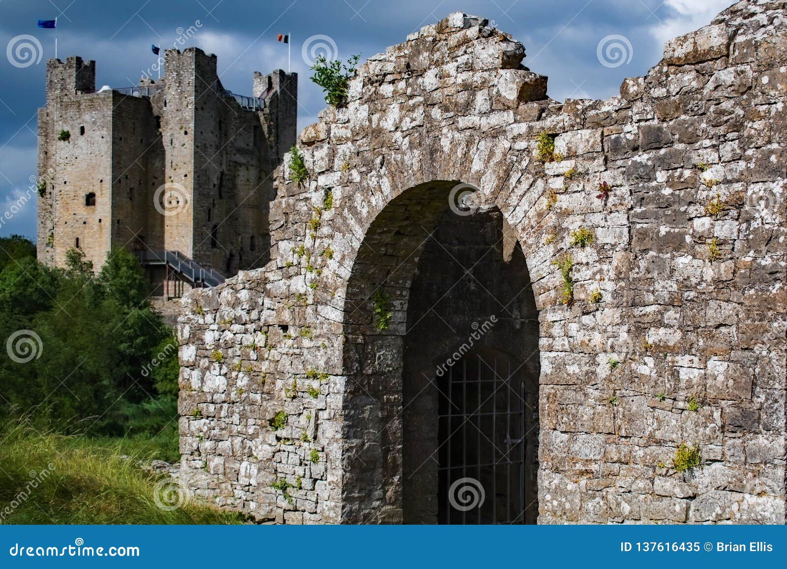 Trim Castle Wall Gate stock image. Image of sunlight - 137616435