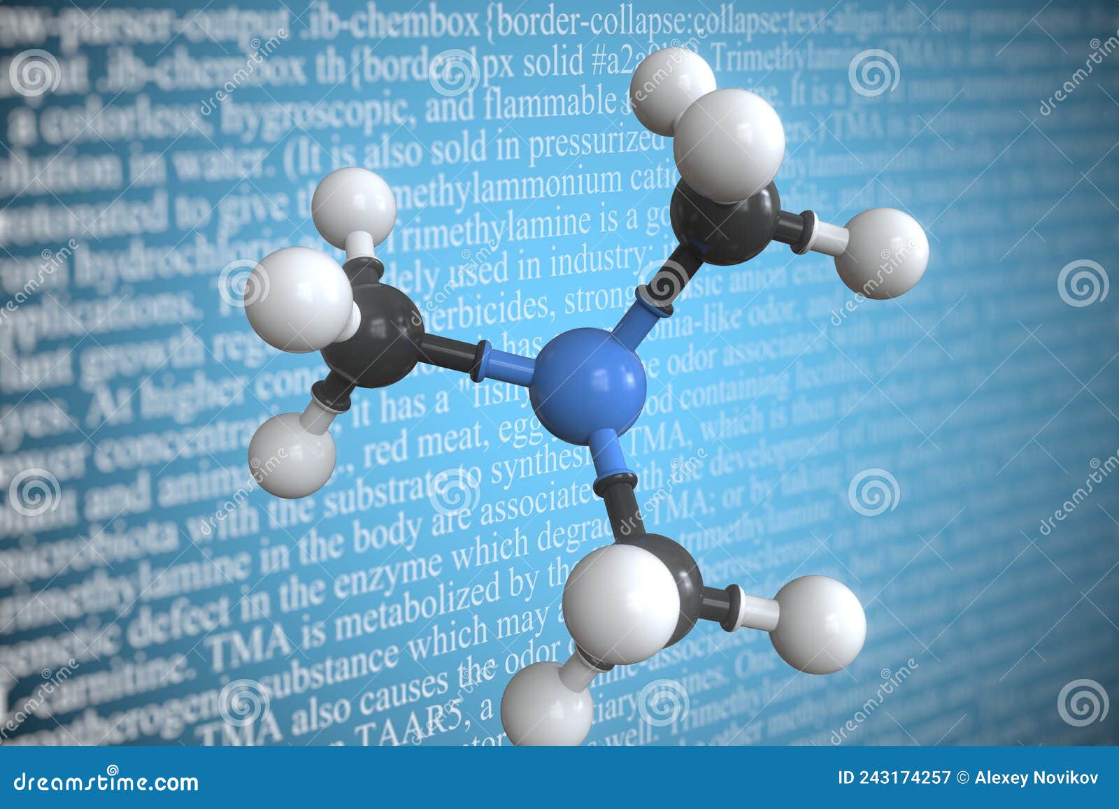 Trimethylamine Scientific Molecular Model, 3D Rendering Stock ...