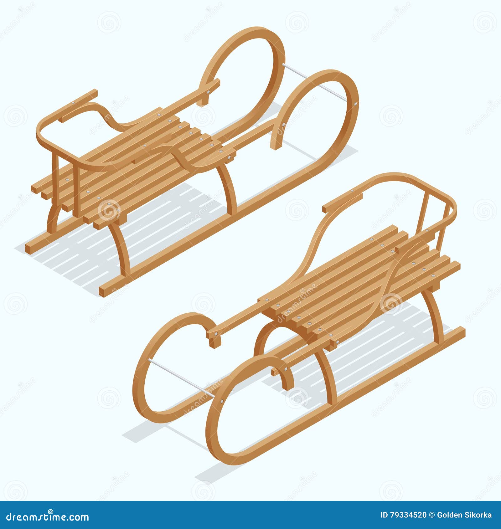 Trineo De Madera Isométrico Ilustración del Vector - Ilustración de ...