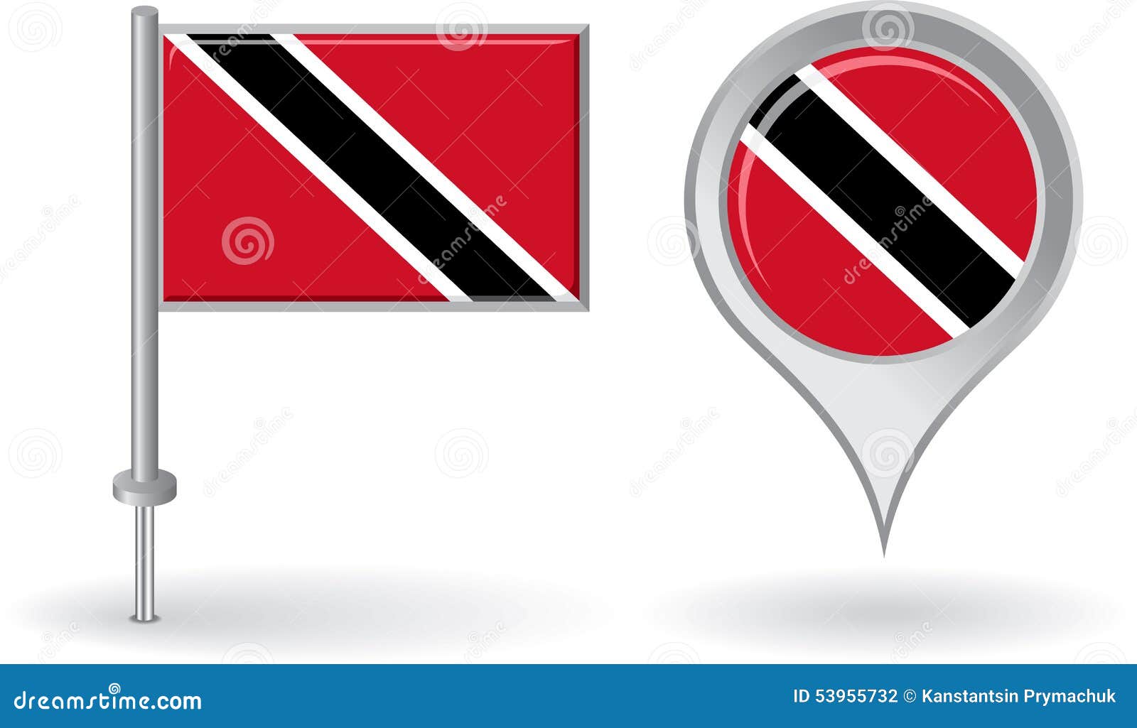 Trinidad and Tobago Pin Icon, Map Pointer Flag Stock Vector ...