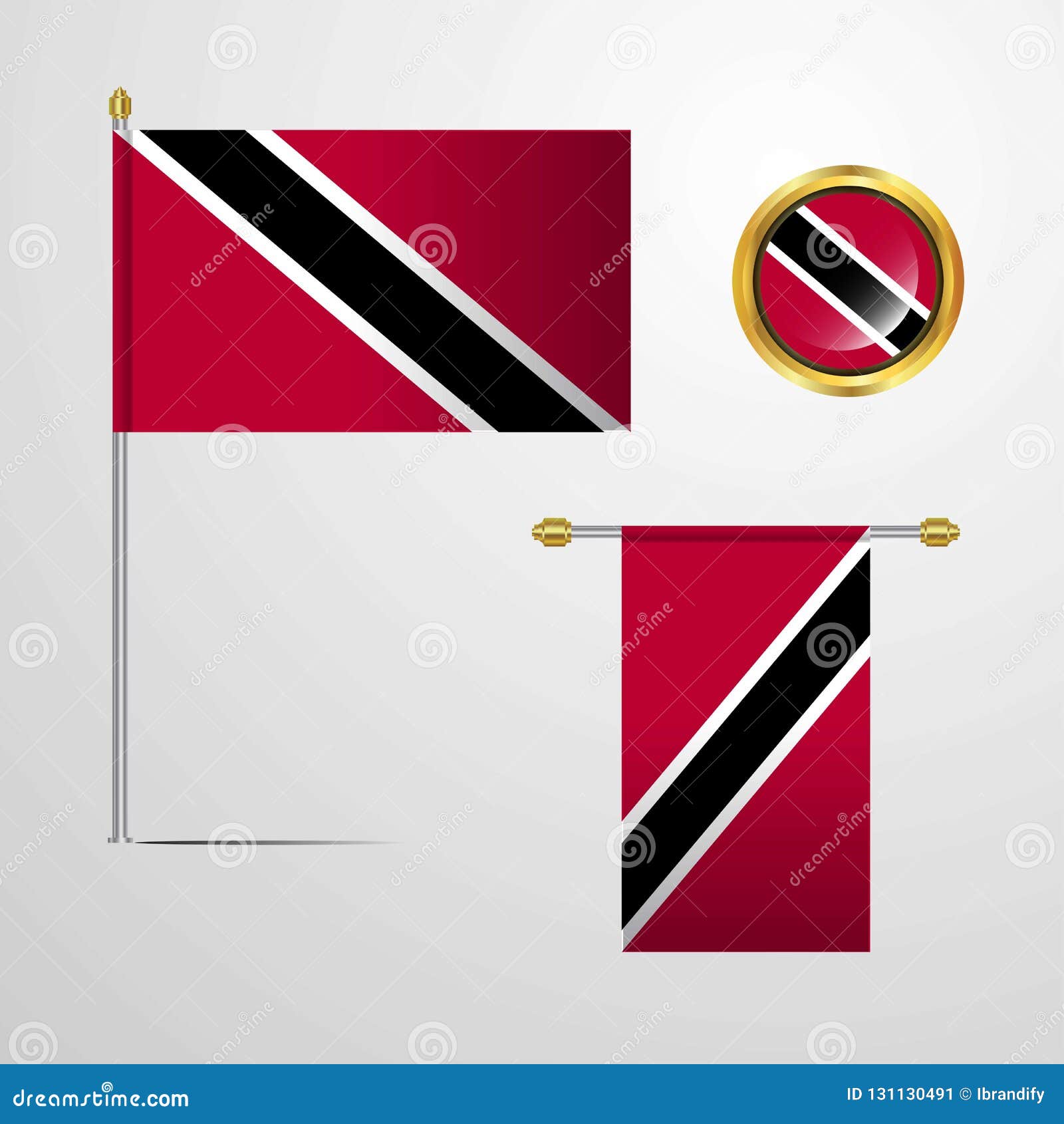 Trinidad And Tobago Waving Flag Design With Badge Vector Stock Vector