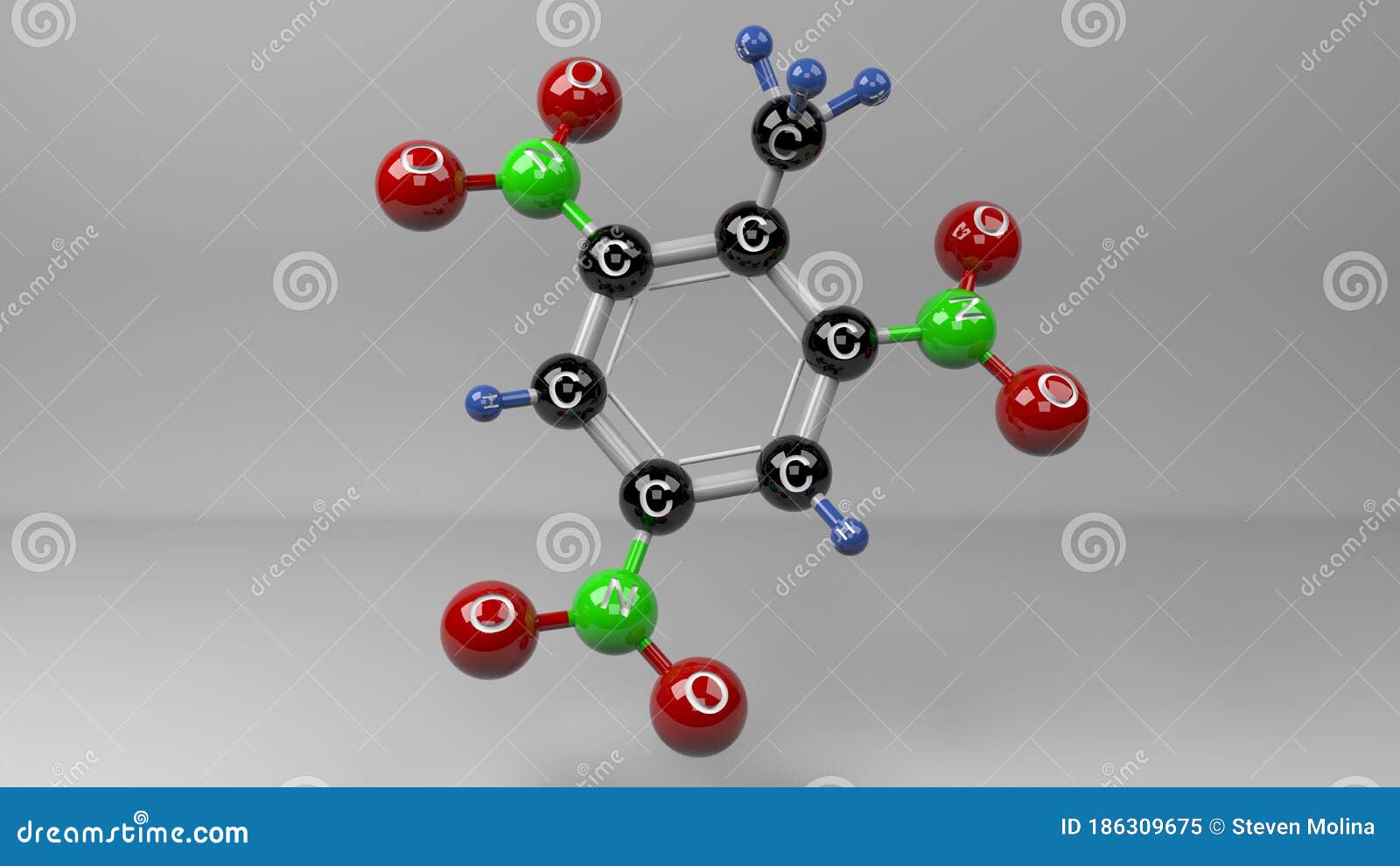 Trinitrotoluene 3D Molecule Illustration. Stock Illustration ...