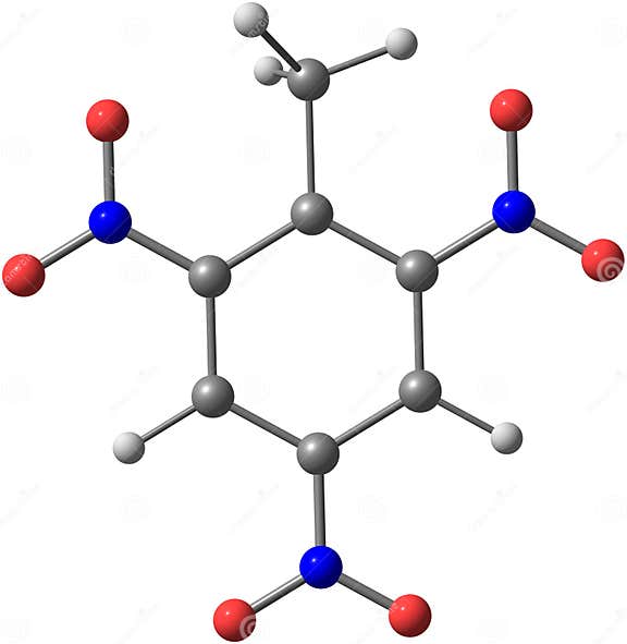 Trinitrotoluene Molecular Structure on White Background Stock ...