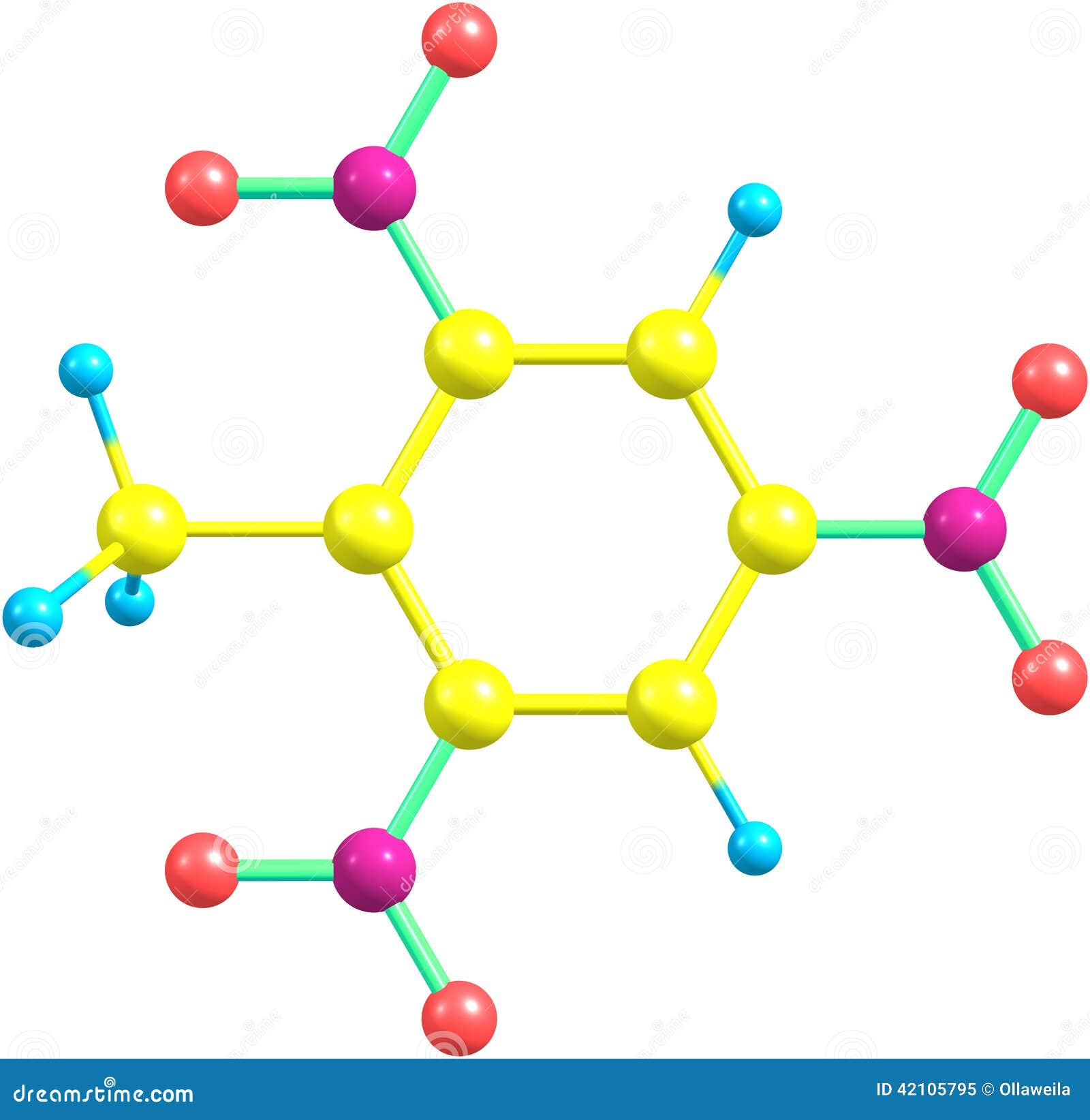 Trinitrotoluene (TNT) Explosive Molecule, Chemical Structure Cartoon ...