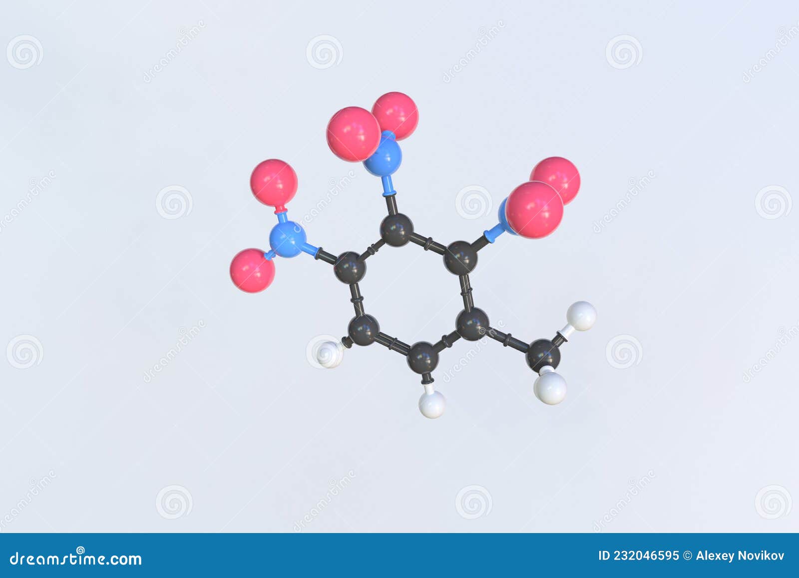 Trinitrotoluene Molecule Made with Balls, Isolated Molecular Model. 3D ...