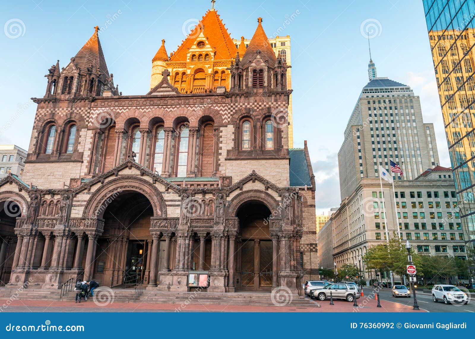 Trinity Church in Boston at Sunset Stock Photo - Image of landmark ...