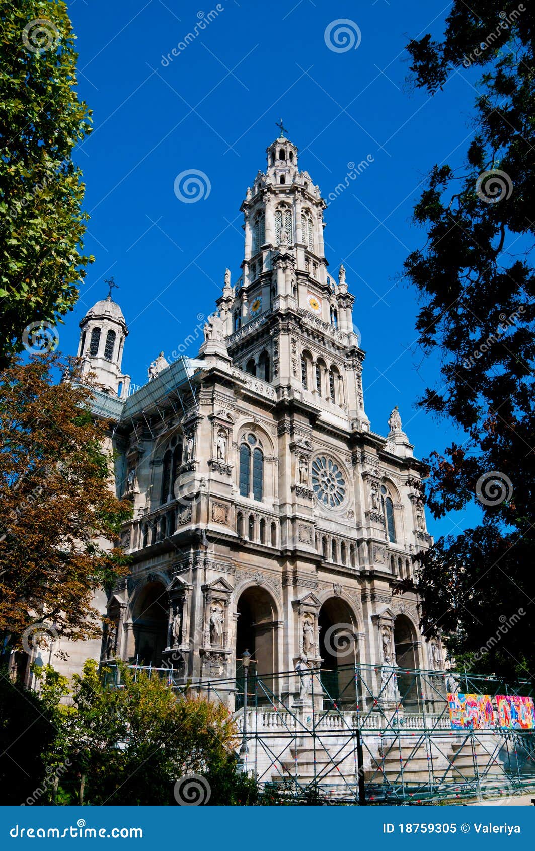 The Trinity Church in Paris, Stock Image - Image of tree, parisian ...