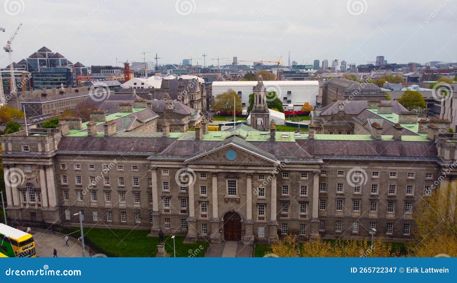 Trinity College in Dublin from Above - Aerial View Stock Image - Image ...