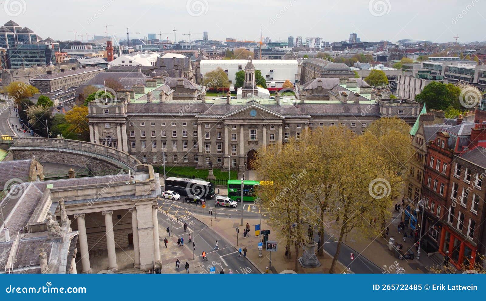 Trinity College in Dublin from Above - Aerial View Stock Image - Image ...