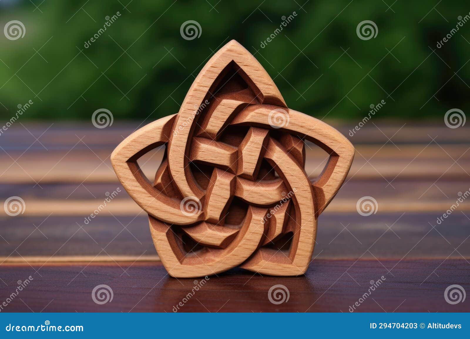 A Trinity Knot Carved on Wooden Surface Stock Image - Image of knot ...
