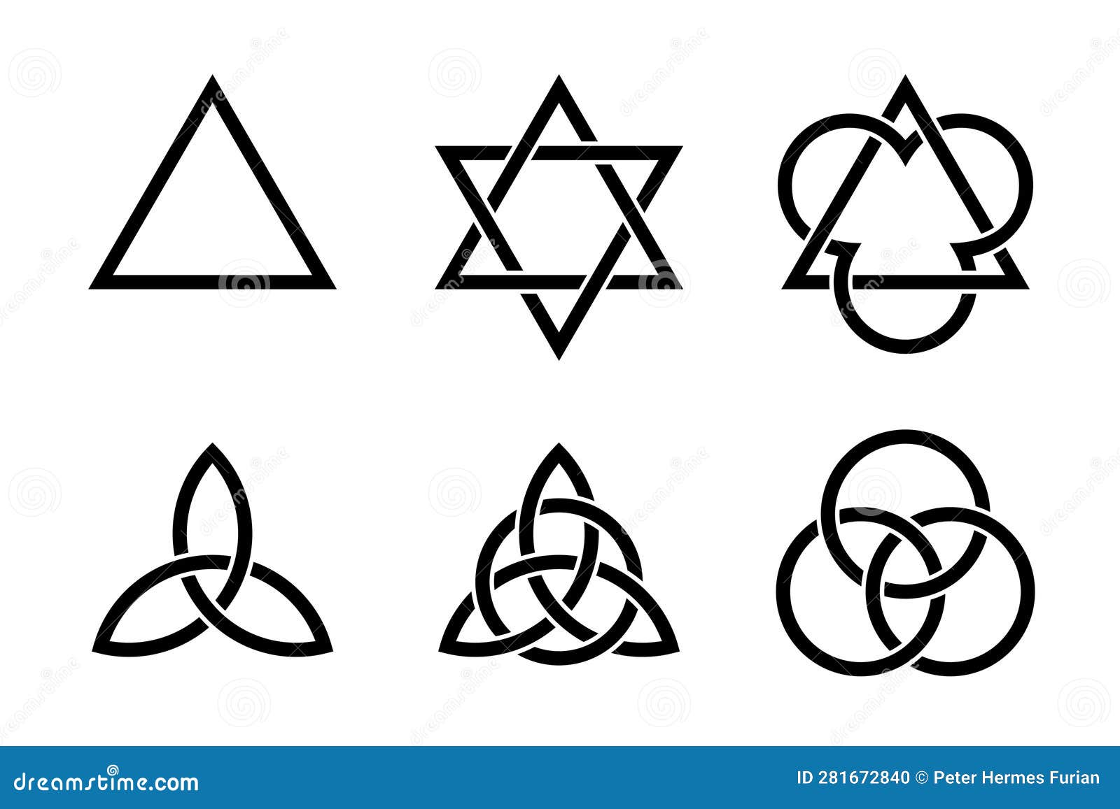 Trinity Symbols, Formed by Triangles, Triquetras, and Circles Stock ...