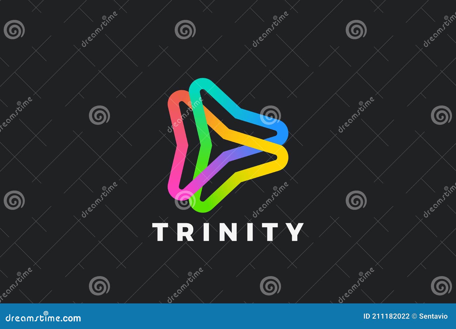 Trinity Triangle Logo Triple Looped Infinity Linear Outline Shape ...