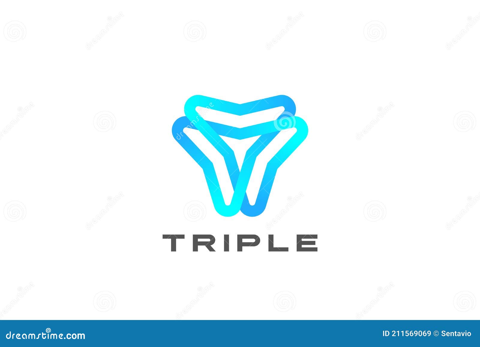 Trinity Triangle Logo Triple Looped Infinity Linear Outline Shape ...