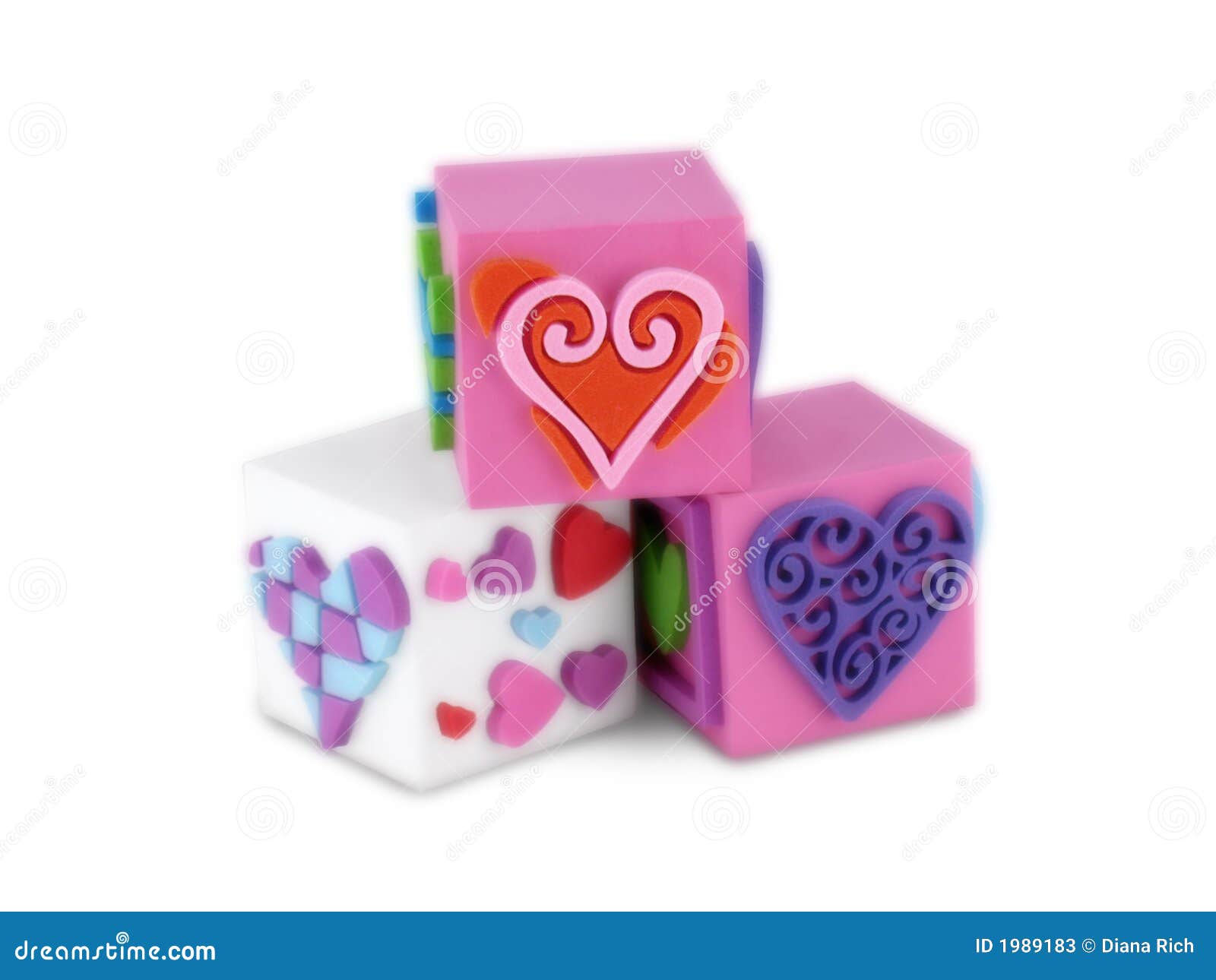 Trio Blocks of Hearts stock image. Image of decorative - 1989183