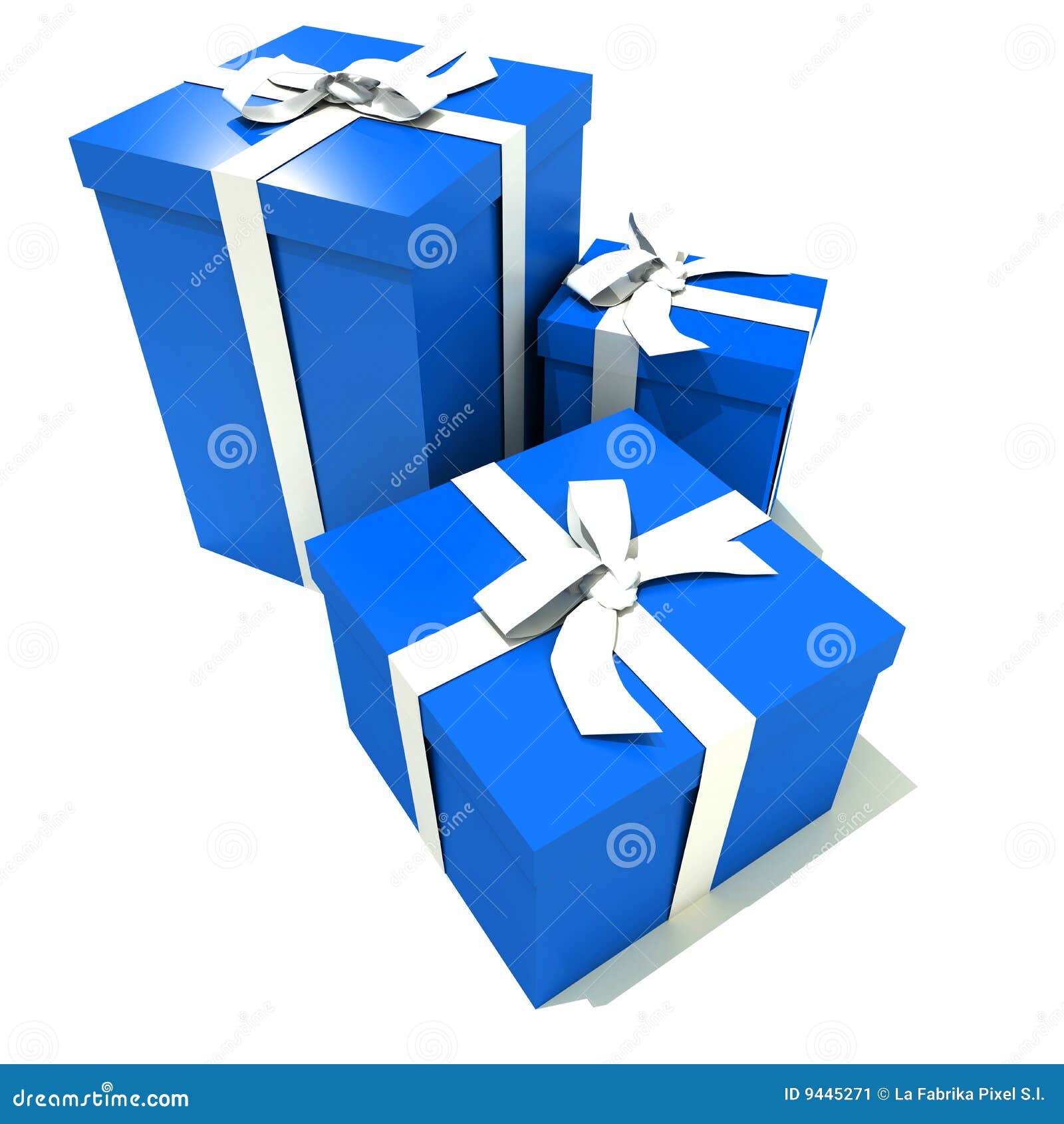 Trio Of Blue And White Gift Boxes Stock Image - Image: 9445271