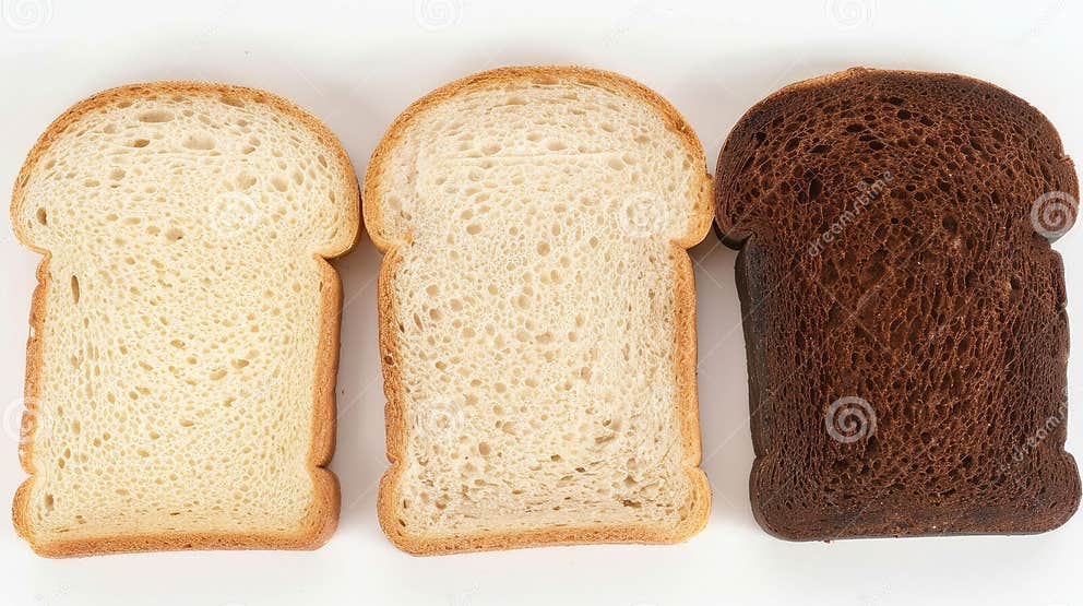 Trio of Bread Slices Dance on White Canvas Stock Photo - Image of ...