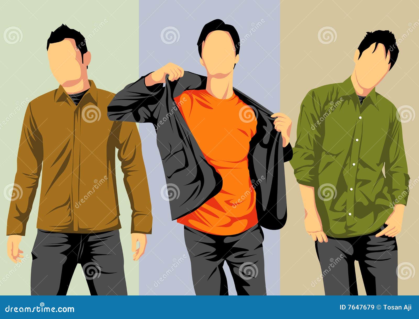 Trio cool guy stock vector. Illustration of pose, masculine - 7647679