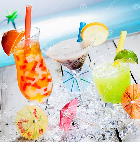 Trio of Different Tropical Bubble Teas Stock Image - Image of cold ...