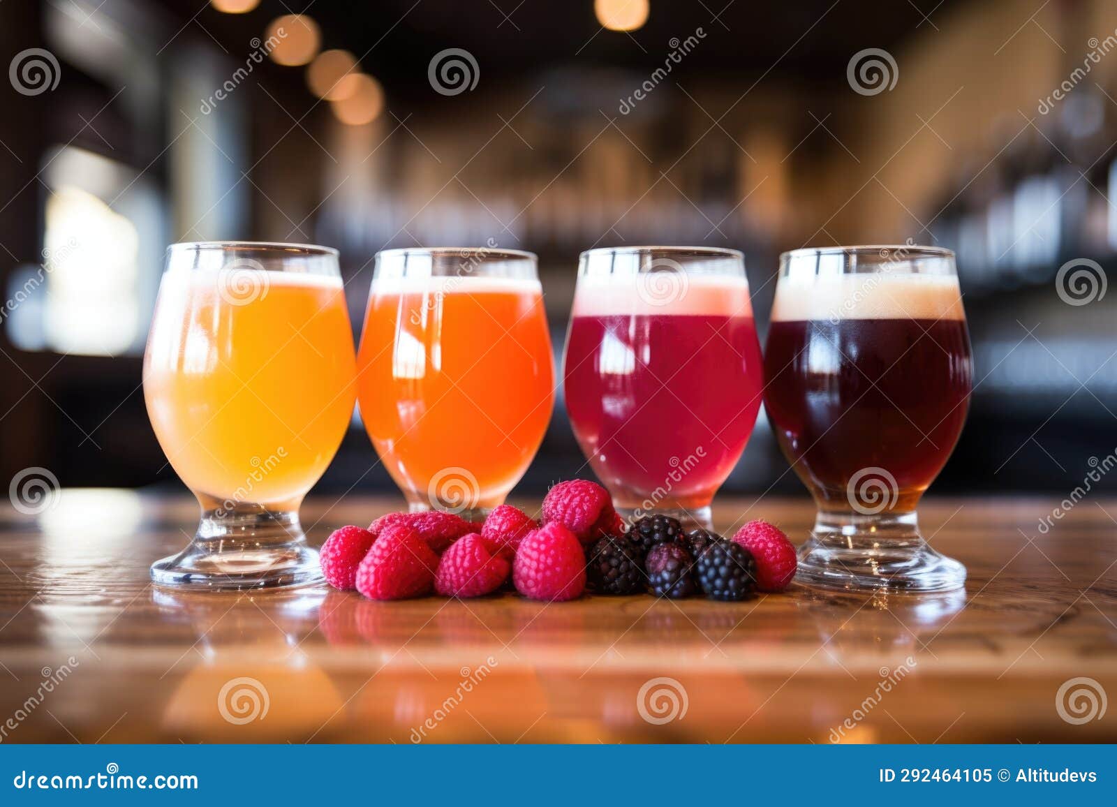 A Trio of Fruit-infused Beers: Orange, Cherry, Raspberry Stock Image ...
