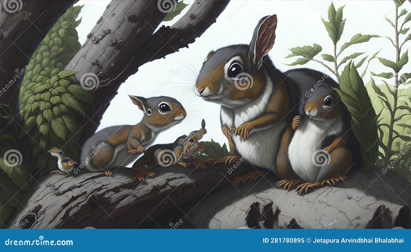 Trio of Furry Friends, Squirrel Rabbit, AI Generative Stock ...