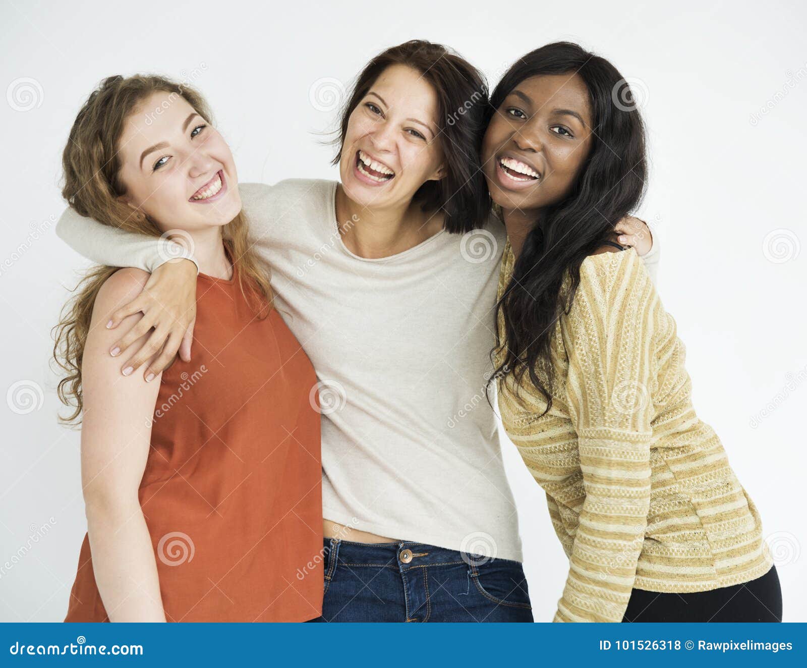 Trio of Happy Female Friends Stock Photo - Image of bonding, positive ...