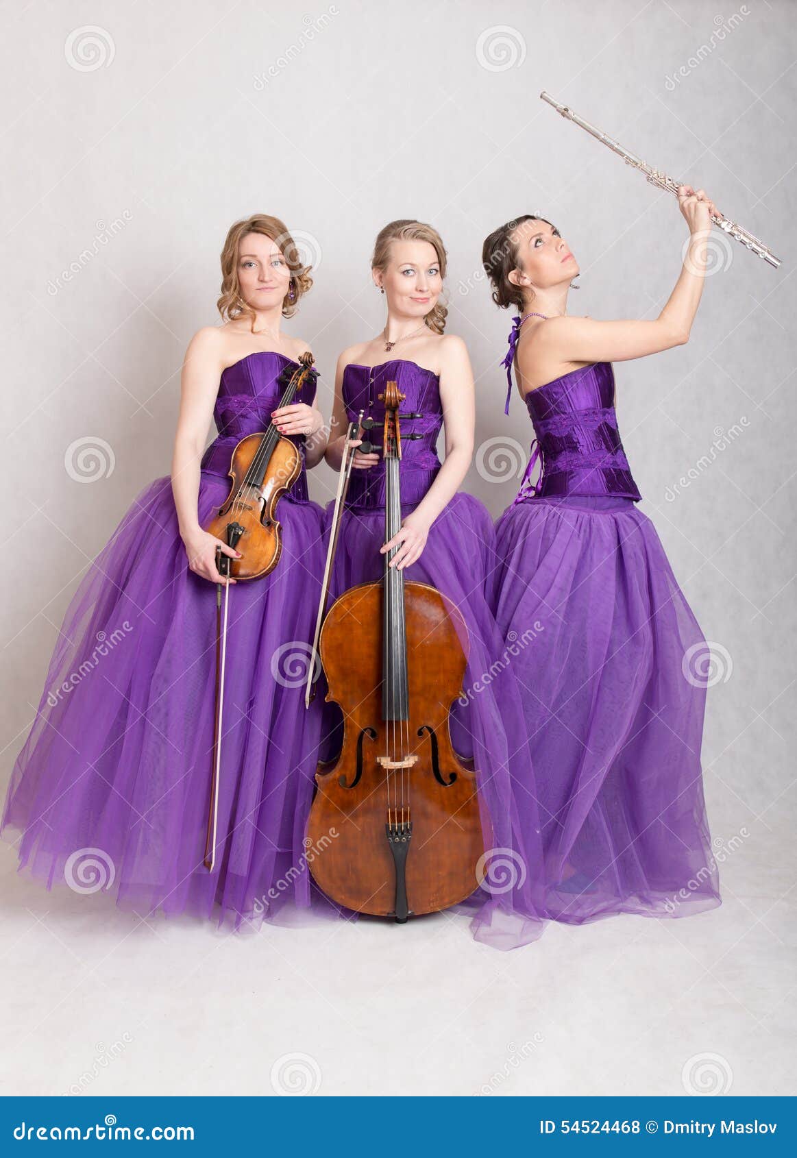 Trio with instruments stock photo. Image of studio, girls - 54524468