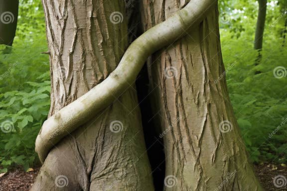 Trio of Intertwined Tree Trunks Stock Photo - Image of environment ...