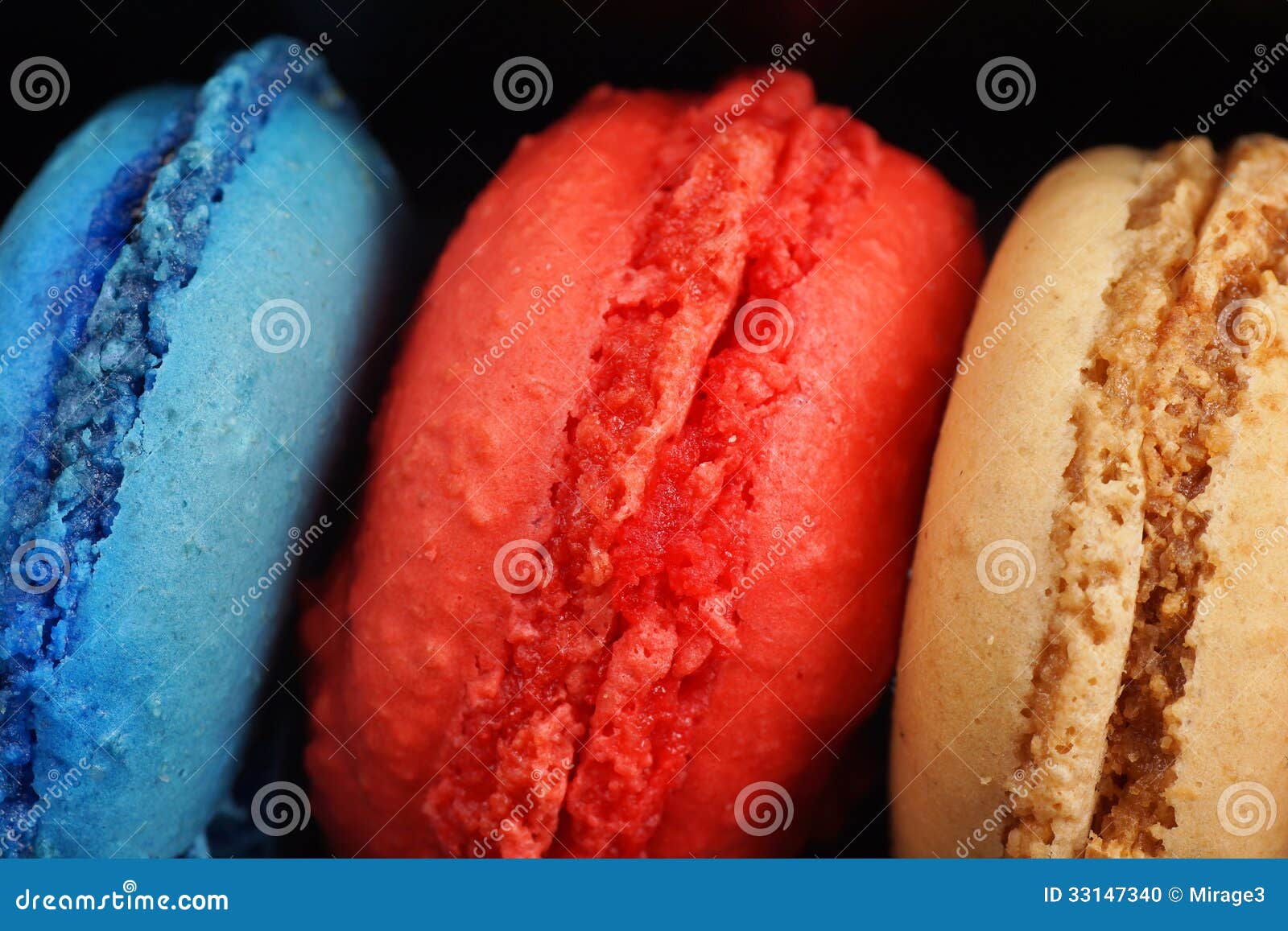 Trio of macaroons stock photo. Image of backdrop, blue - 33147340