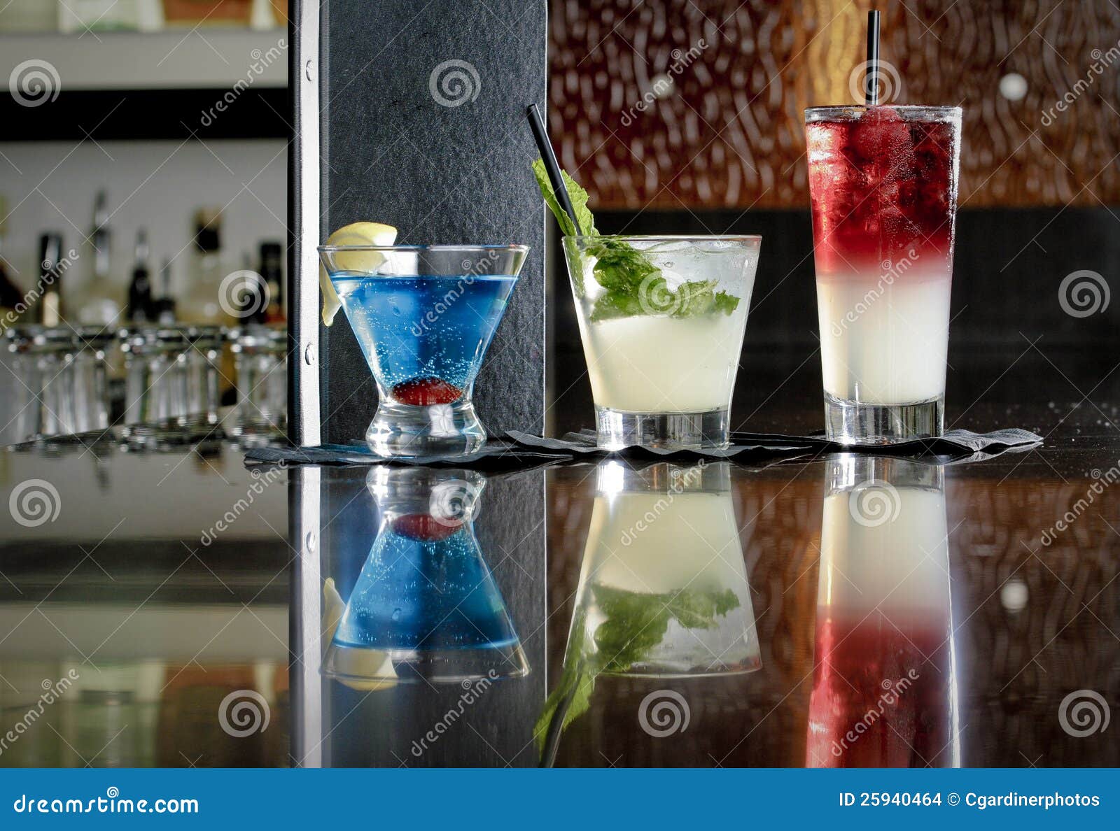 Trio of Mixed Drinks stock photo. Image of drinks, bartend - 25940464