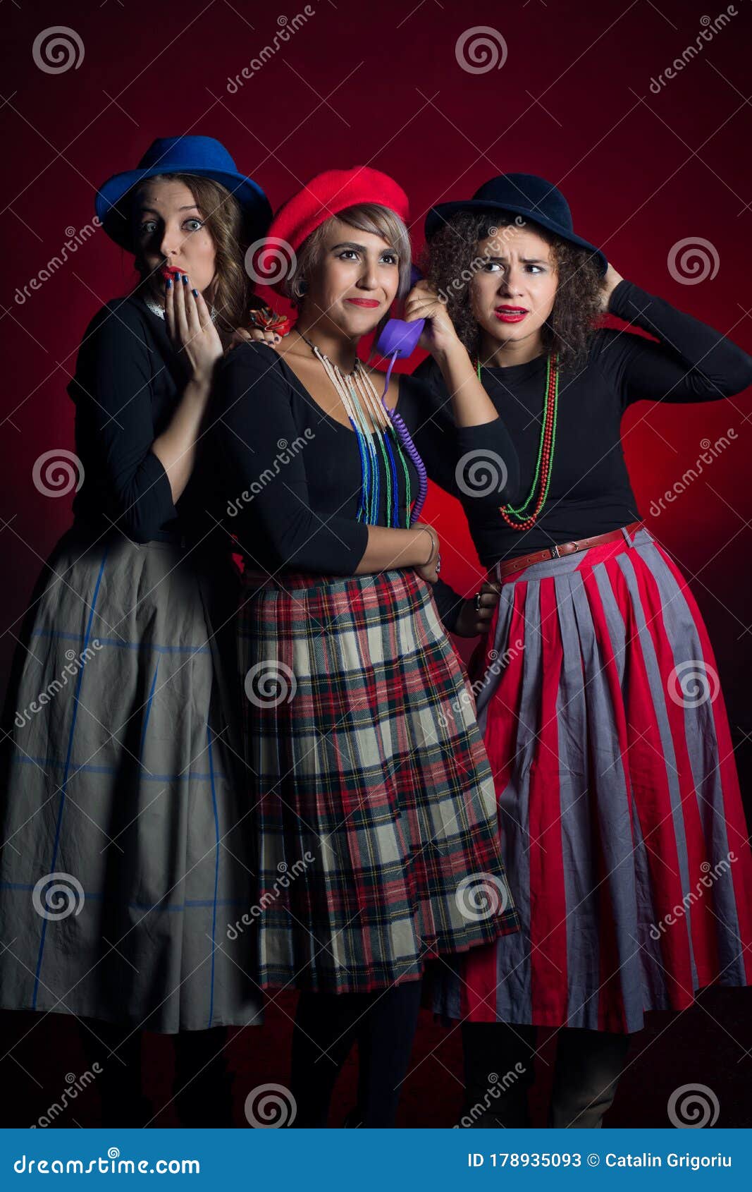 Trio of Singers in Dramatic Pose Stock Image - Image of friends, blonde ...