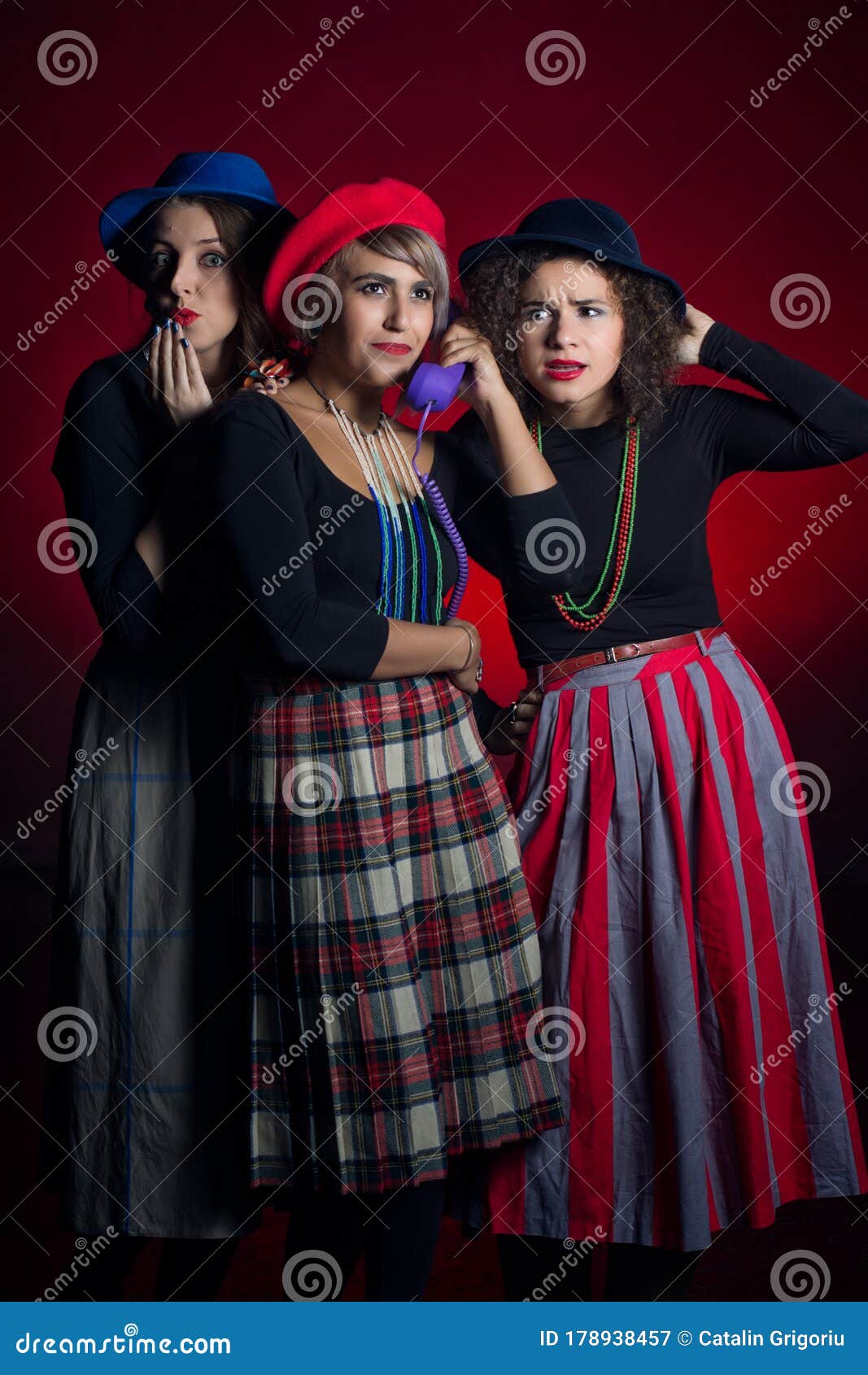 Trio of singers posing stock image. Image of curly, curls - 178938457