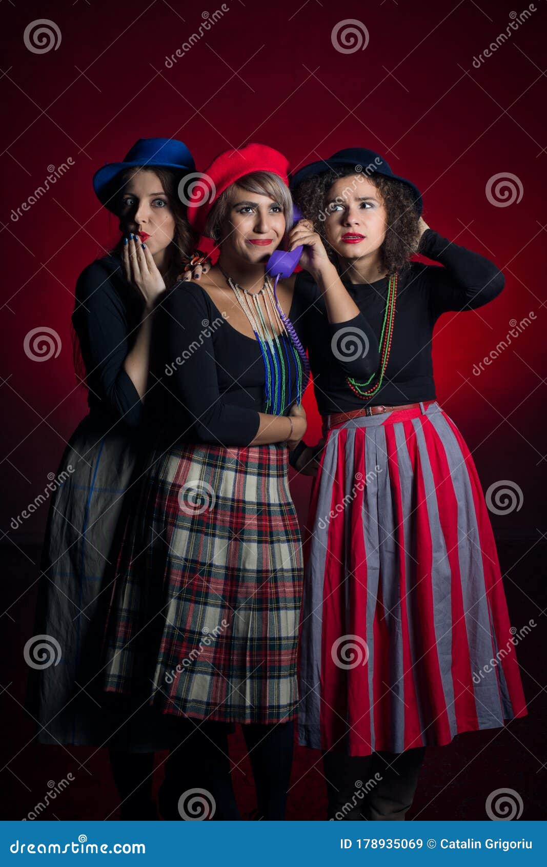 Trio of singers posing stock image. Image of gray, curls - 178935069